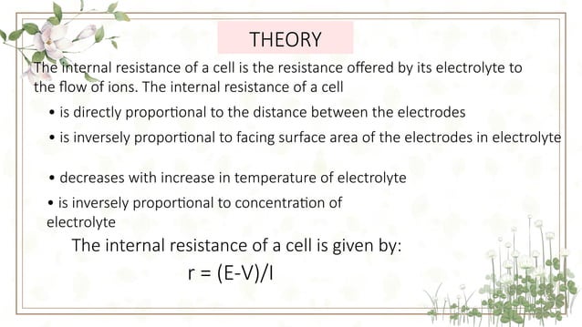 physics project on various factors on internal resistance of acell ...