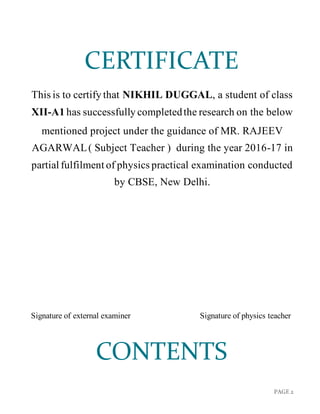 FIRE ALARM PHYSICS PROJECT CBSE CLASS 12 | DOCX