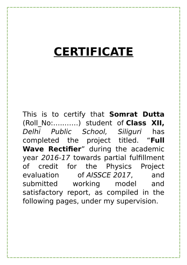 Physics project on_full_wave_rectifier | PDF | Consumer Electronics | Technology & Computing