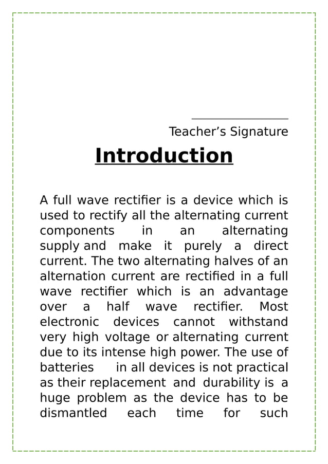 Physics project on_full_wave_rectifier | PDF | Consumer Electronics | Technology & Computing