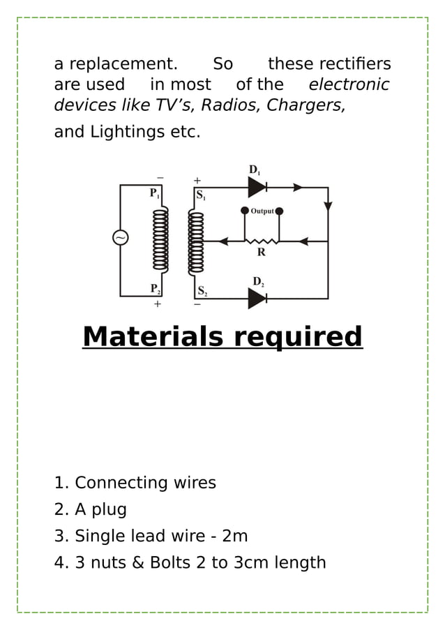 Physics project on_full_wave_rectifier | PDF | Consumer Electronics | Technology & Computing