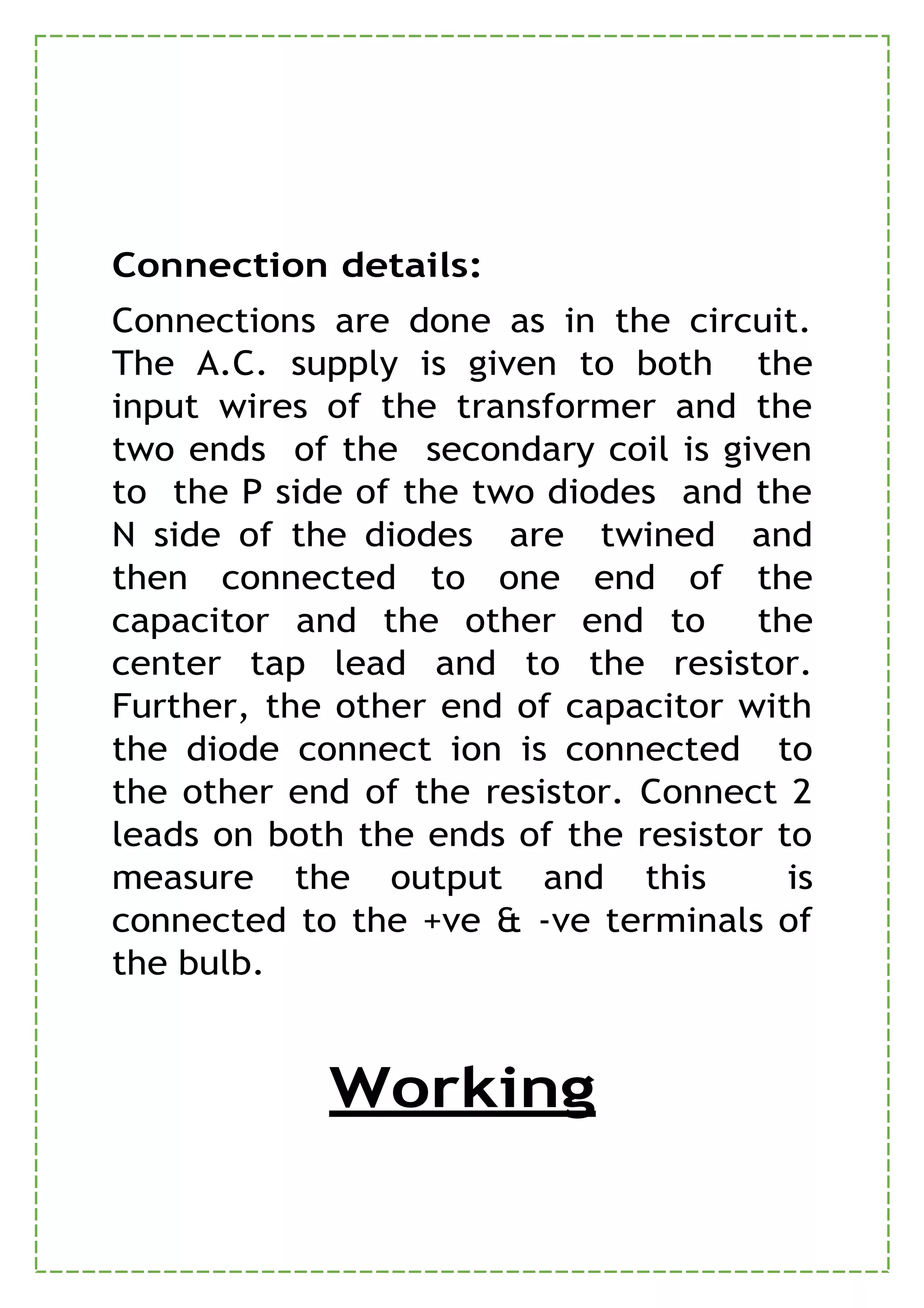Physics Project On Full Wave Rectifier Docx