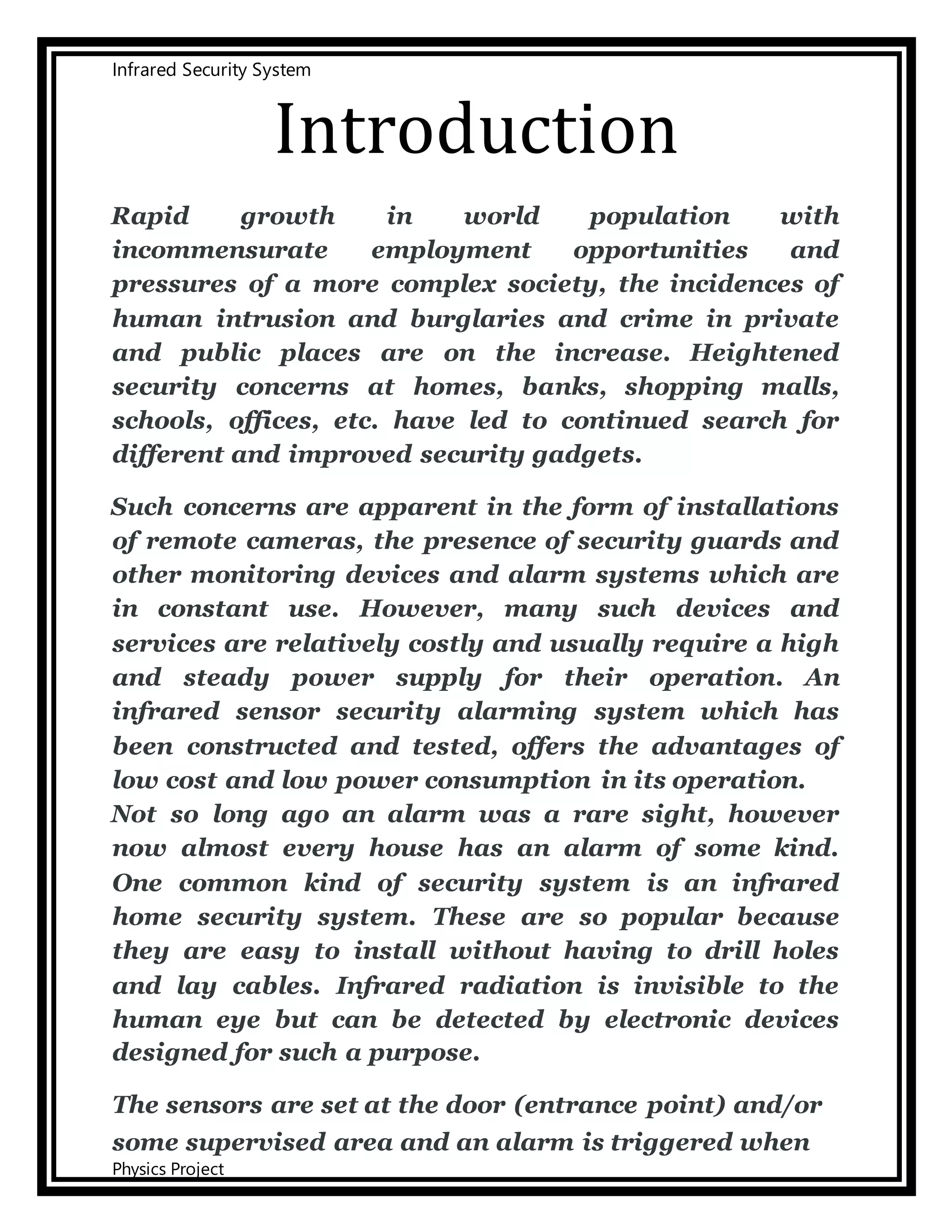 Infrared Security System | DOCX
