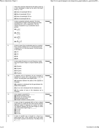 Physics questions paper 1 | PDF