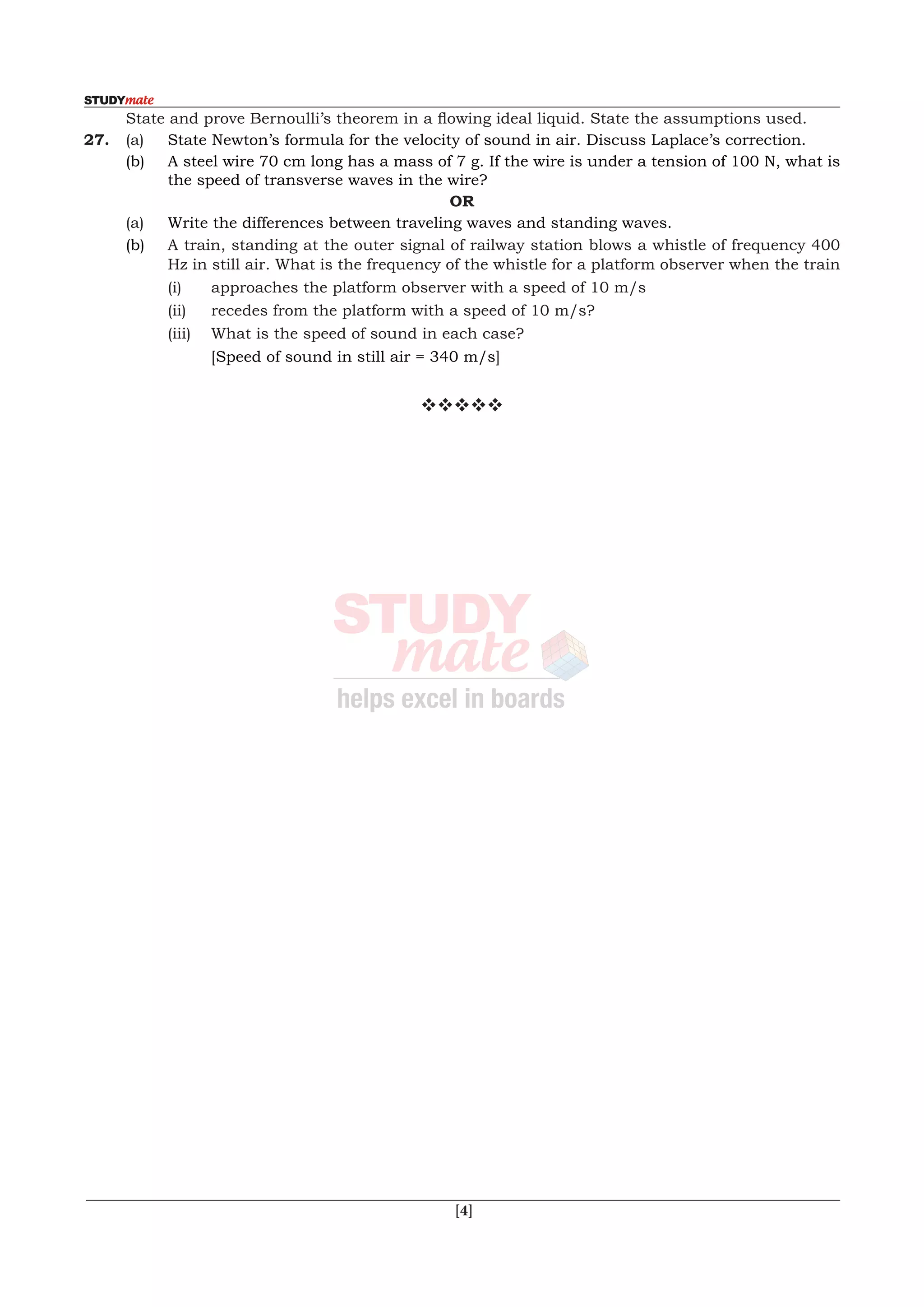 Physics Sample Paper Class 11 - Studymate | PDF