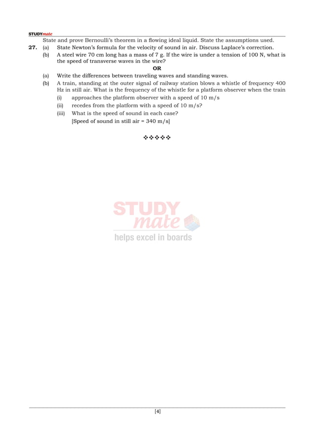 Physics Sample Paper Class 11 - Studymate | PDF