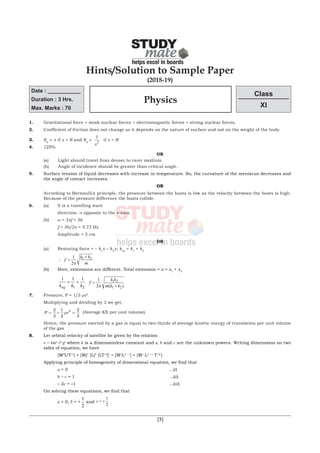 Physics Sample Paper Class 11 - Studymate | PDF