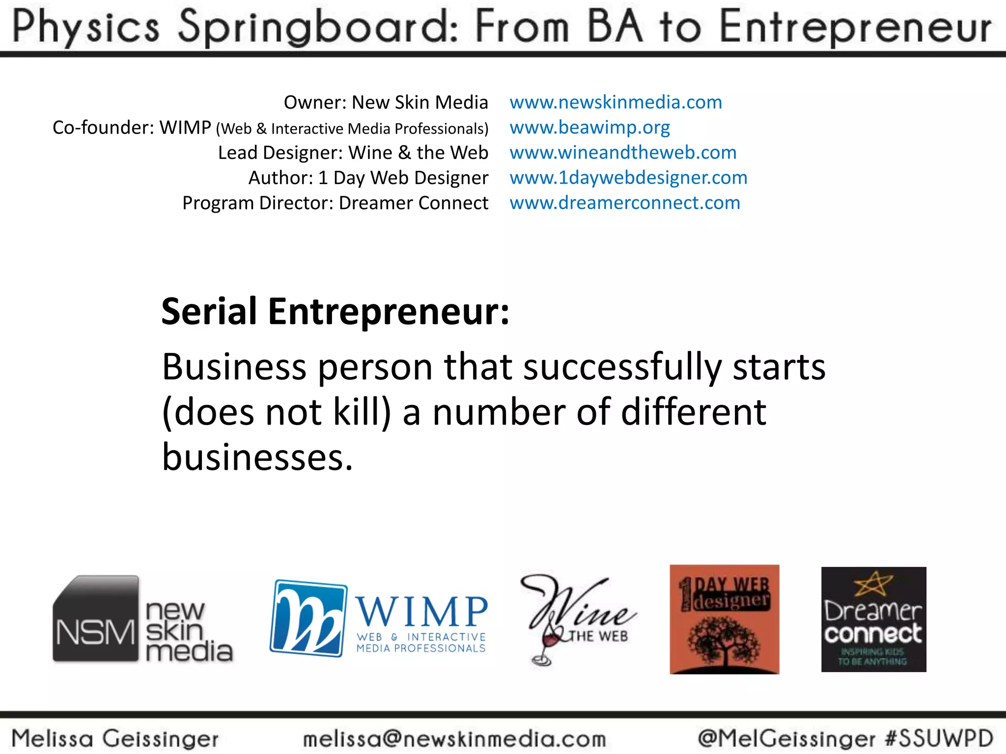 Physics Springboard: From BA to Entrepreneur | PPTX