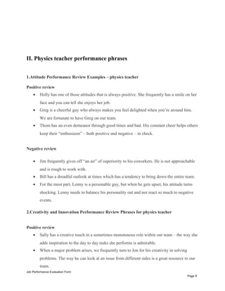 Physics teacher performance appraisal | DOC