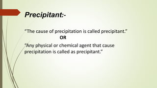 Physiochemical process & precipitation method | PPTX | Geology | Science