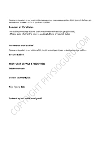 Physio documentation template | PDF