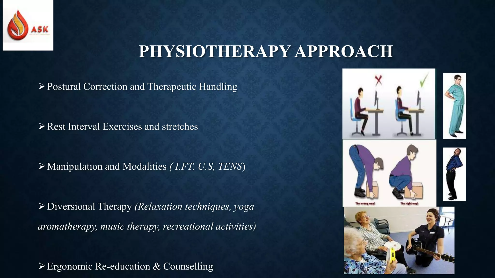 "Physiotherapy approach on Safety body ergonomics at the workplace" | PPT