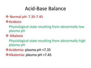 Physiological acid base balance | PPTX