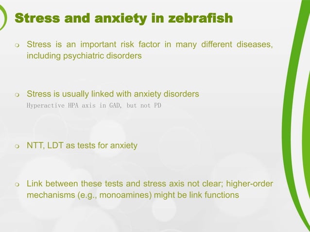 Physiological and behavioral markers of stress in zebrafish | PPT