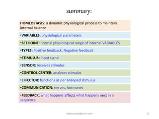 Physiological homeostasis part 1 | PPTX