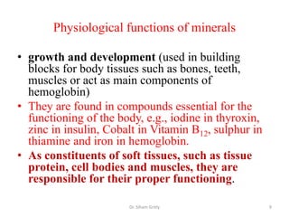 Physiological roles of minerals | PPTX