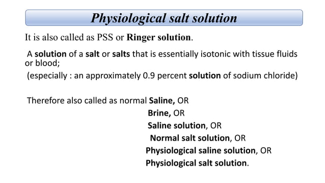Physiological salt solutions in animal experiments 23 | PPTX ...