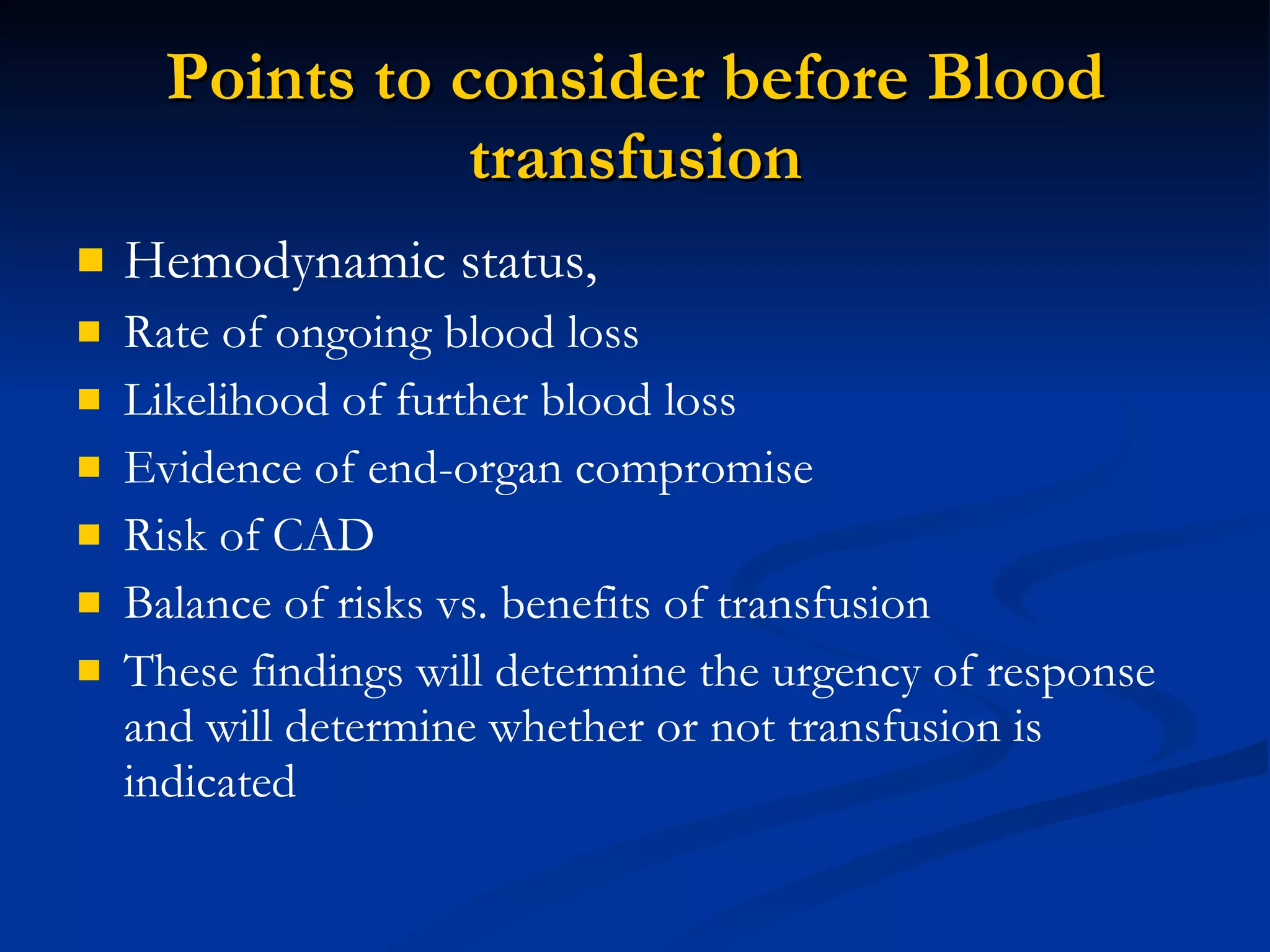 Physiological triggers for blood transfusion in the icu | PPT