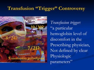Physiological triggers for blood transfusion in the icu | PPT