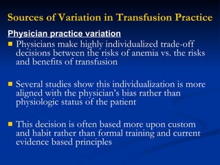 Physiological triggers for blood transfusion in the icu | PPT