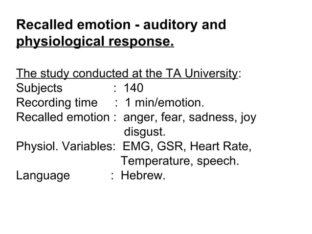 Physiology of emotion | PPT | Science