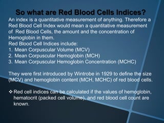 Physiology Presentation: RBC Indices | PPTX