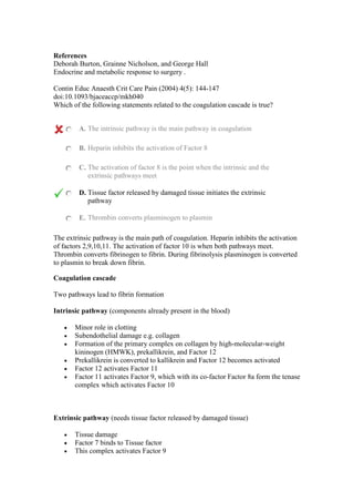 MRCS preparation emrcs question Physiology | PDF