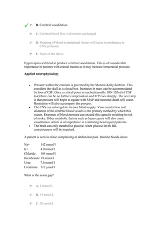 MRCS preparation emrcs question Physiology | PDF