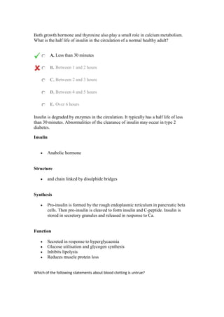 MRCS preparation emrcs question Physiology | PDF