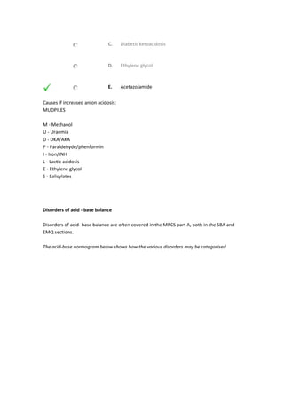 MRCS preparation emrcs question Physiology | PDF