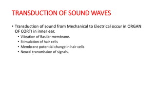 Physiology of Hearing | PPTX