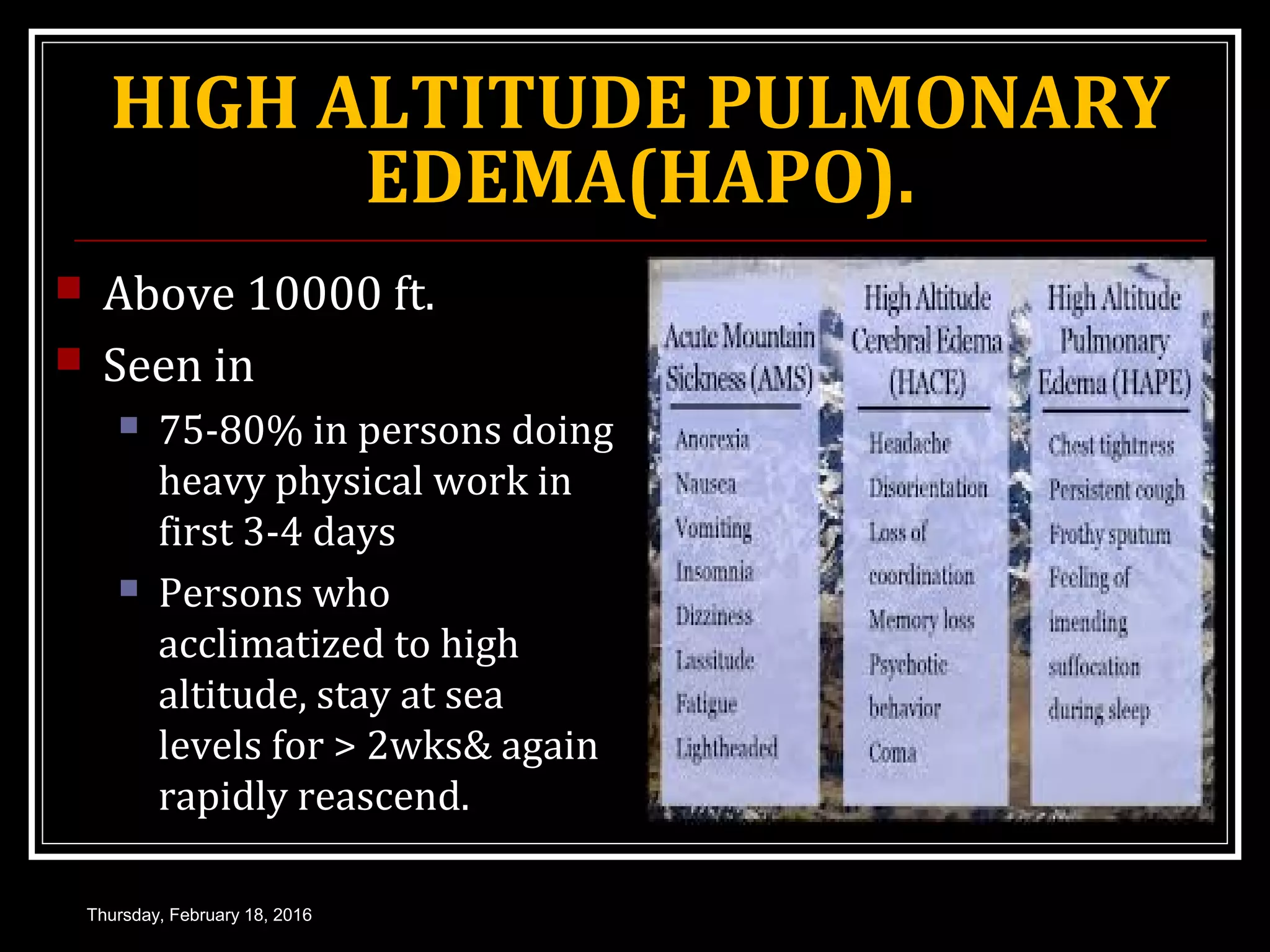Physiology of high altitude & high pressure | PPT