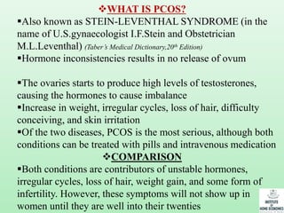 PHYSIOLOGY OF POLY CYSTIC OVARY-CLINICAL MANIFESTATIONS AND NUTRITIONAL ...
