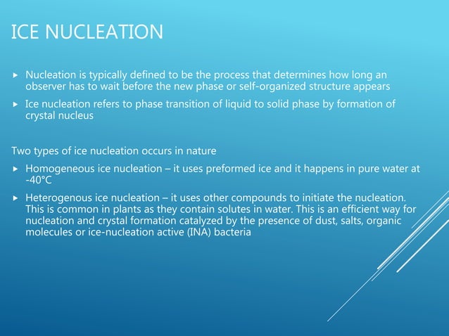 Phase transition - ice nucleation and super cooling in plants | PPT