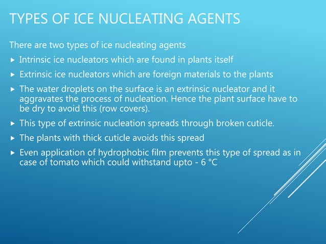Phase transition - ice nucleation and super cooling in plants | PPT