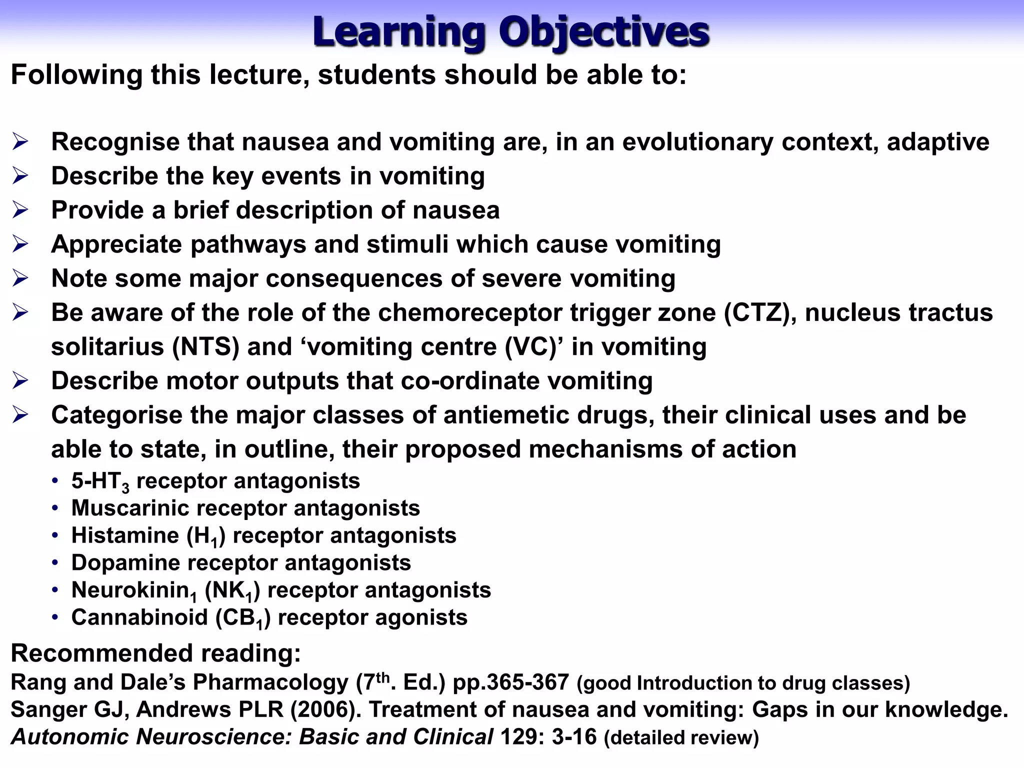 Physiology and pharmacology of nausea and emesis 2015 jap | PPTX ...