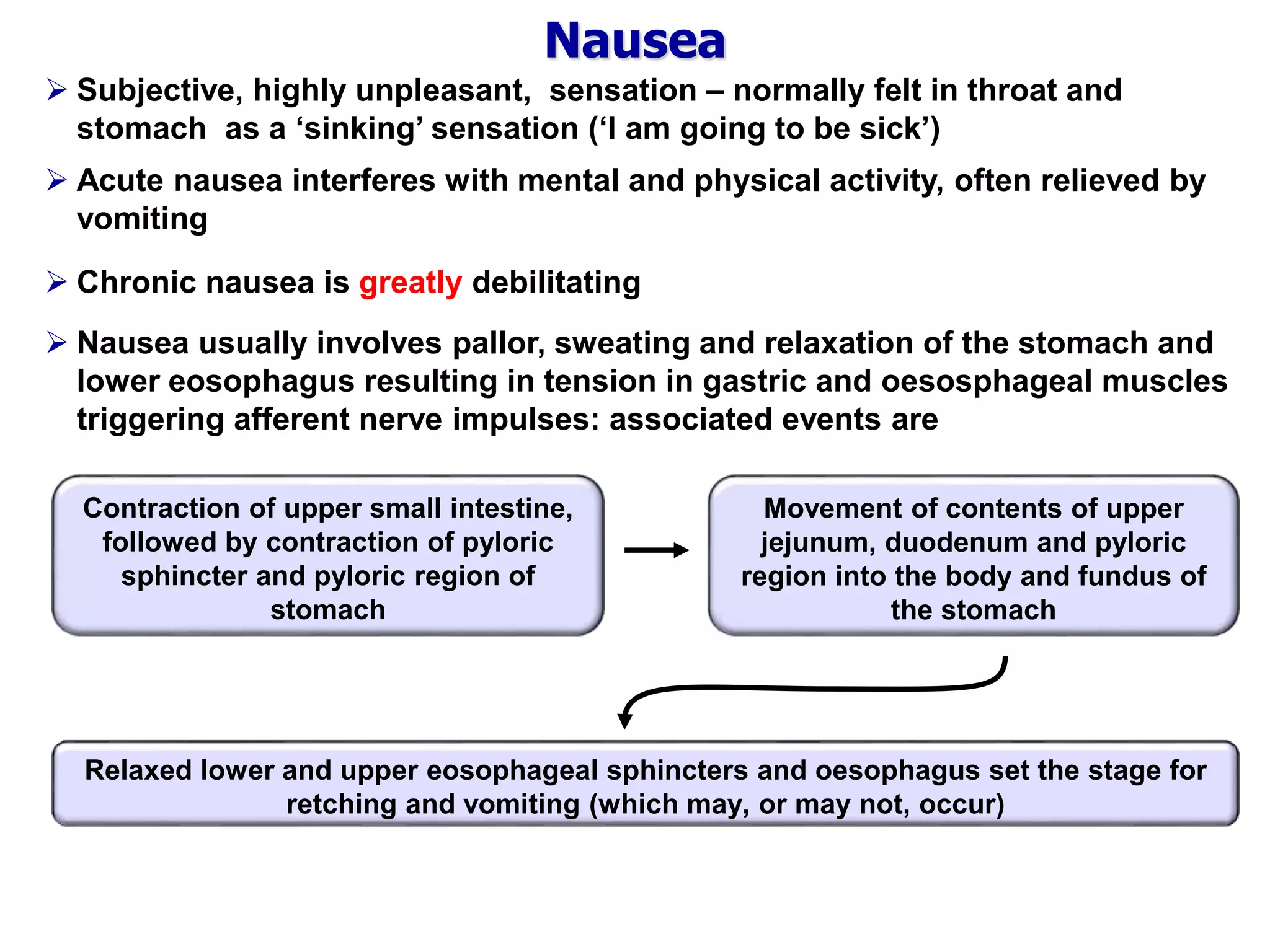 Physiology and pharmacology of nausea and emesis 2015 jap | PPTX