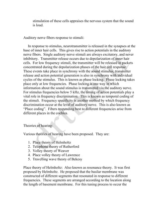 Physiology of auditory system | PDF