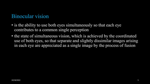 Binocular vision | PDF | Eye and Vision Conditions | Diseases and ...