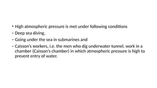 physiology of deep sea driving and baro,metric pressures | PPTX