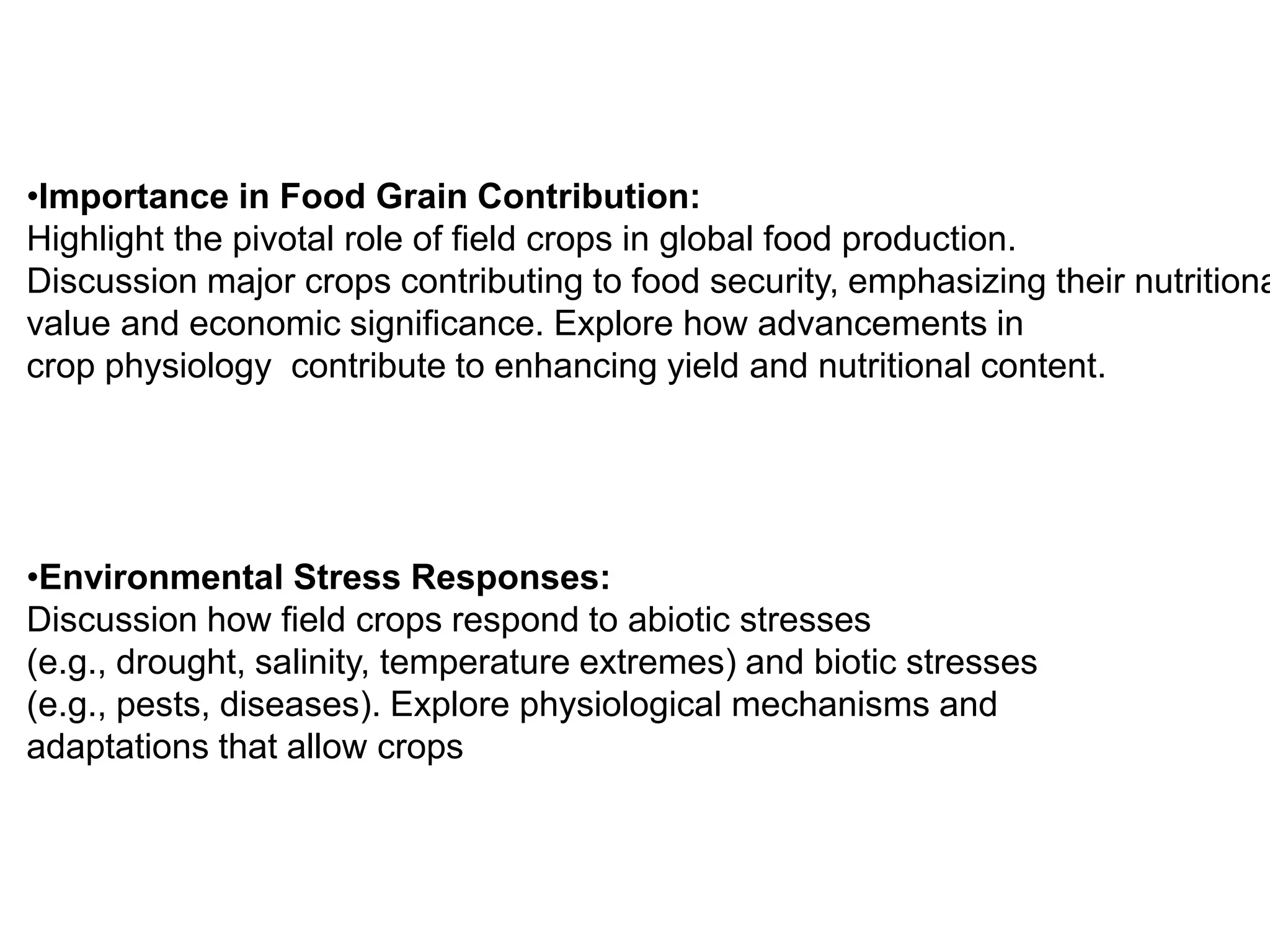 Physiology of Field Crops - Cereals and food grains | PPTX