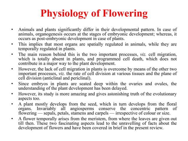 Physiology of Flowering Floral induction theoriesmodels ABC model ...