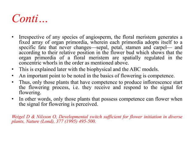 Physiology of Flowering Floral induction theoriesmodels ABC model ...
