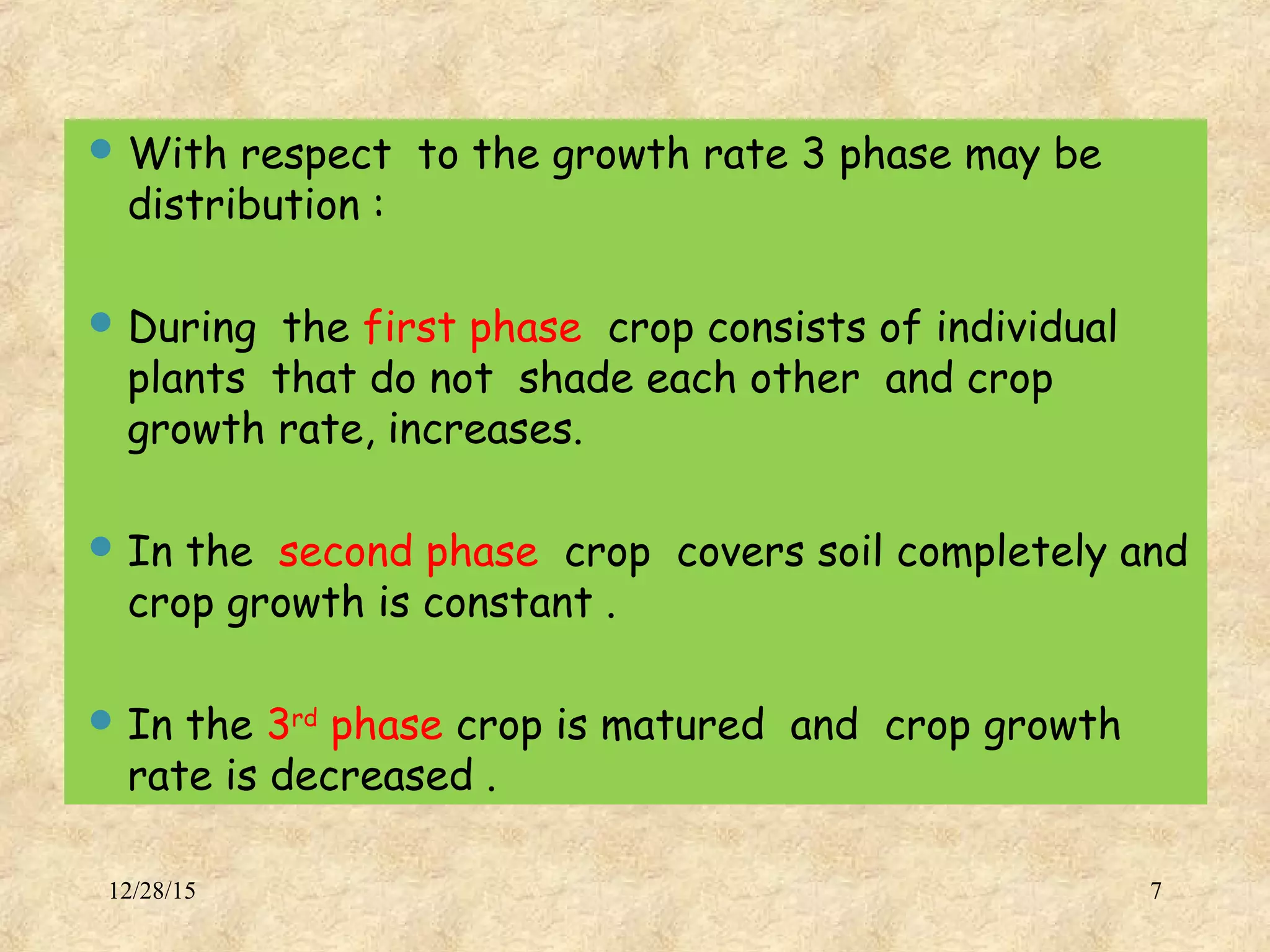 Physiology of grain yield in cereals, Growth and Maintenance ...