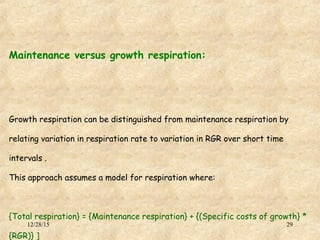 Physiology of grain yield in cereals, Growth and Maintenance ...