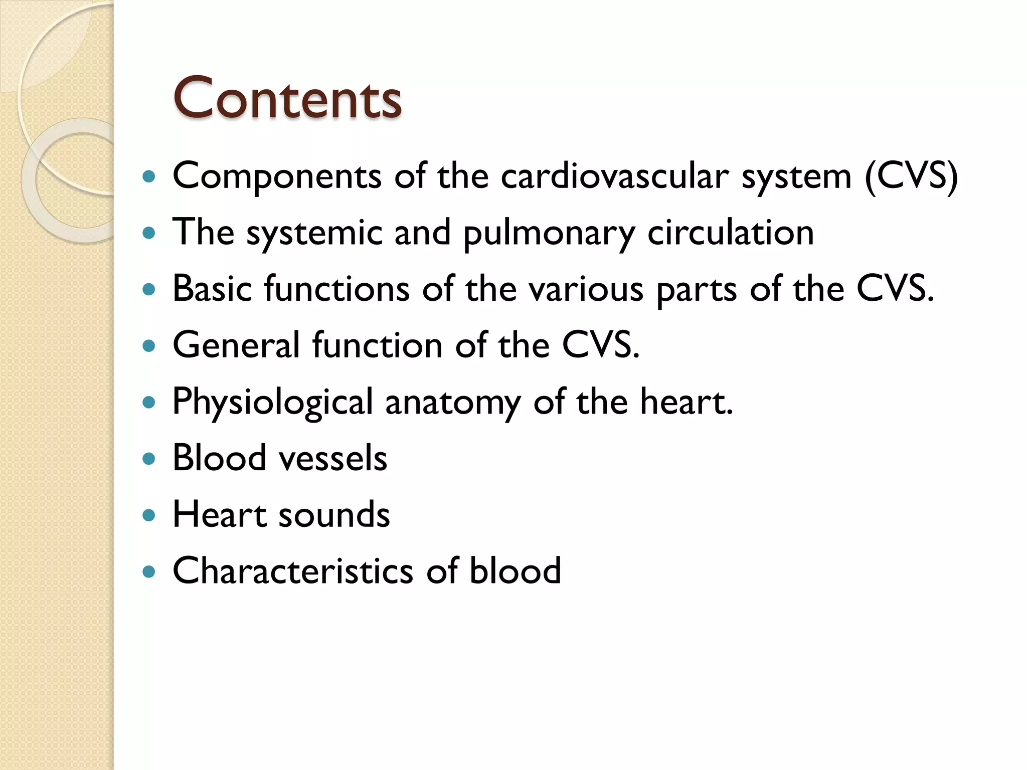 the cardiovascular system and Physiology of heart | PPTX