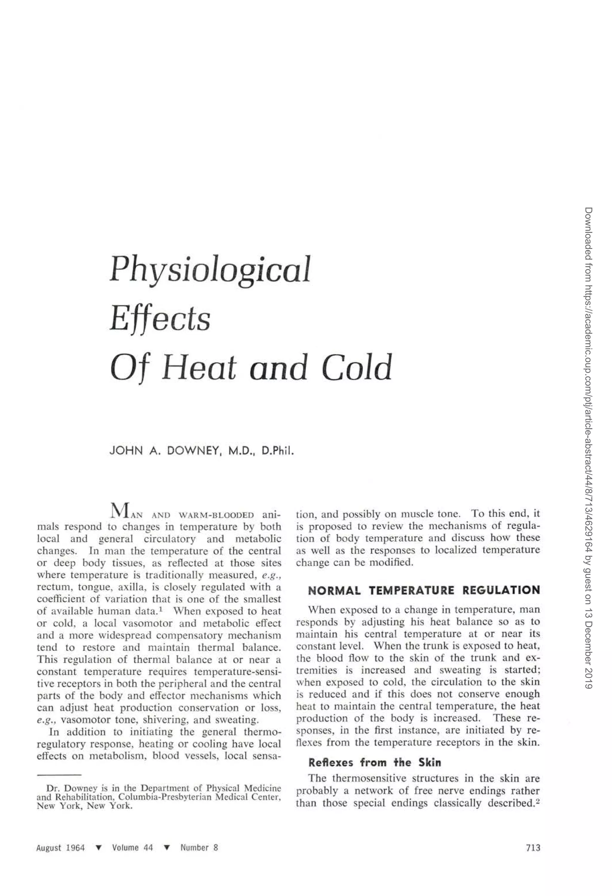 Physiology of heat and cold | PDF