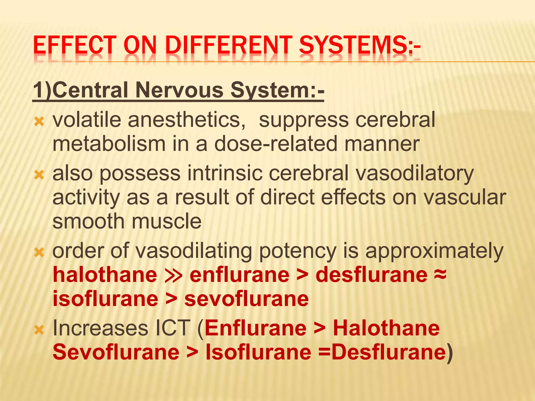 Physiology of inhalational anaesthetic agents | PPTX