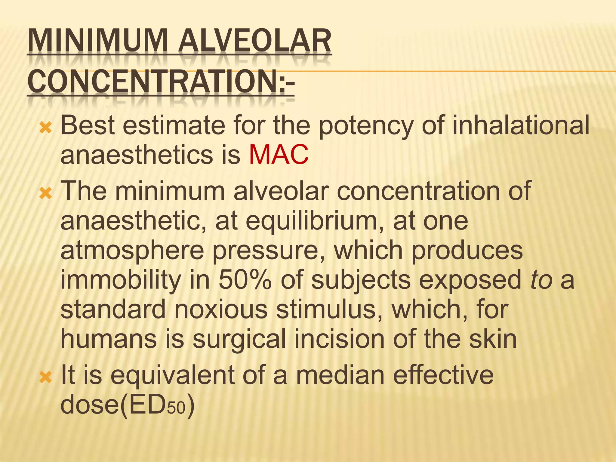 Physiology of inhalational anaesthetic agents | PPTX