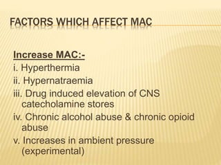 Physiology of inhalational anaesthetic agents | PPTX